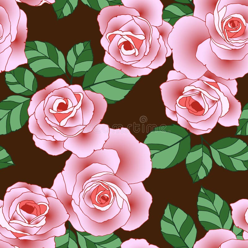 1550 Pattern, Seamless Pattern, Rose and Leaves in Bright Colors ...
