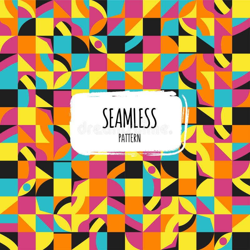 Pattern Seamless Squares Blot Painted Bright Background Print Style ...