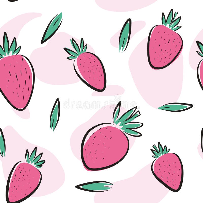 Pattern Seamless Strawberry Lines Modern Bright Design Spots Stock ...