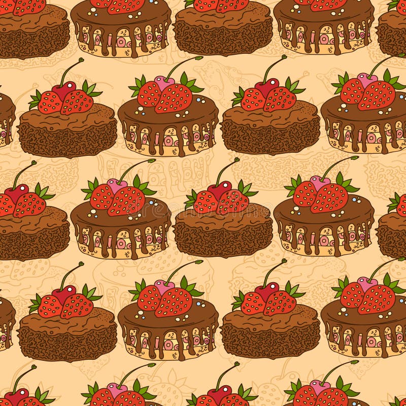 Pattern Seamless Sweet Cake Stock Vector - Illustration of food, glaze ...