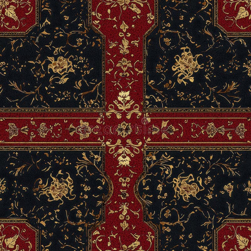 Pattern Seamless Texture for Game, Luxurious Red and Black Rug with ...