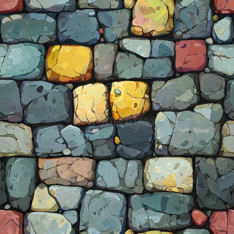 Pattern Seamless Texture for Game, Robust Stone Wall Featuring Solid ...