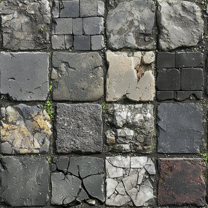 Pattern Seamless Texture for Game, Weathered Stone Wall Featuring a ...