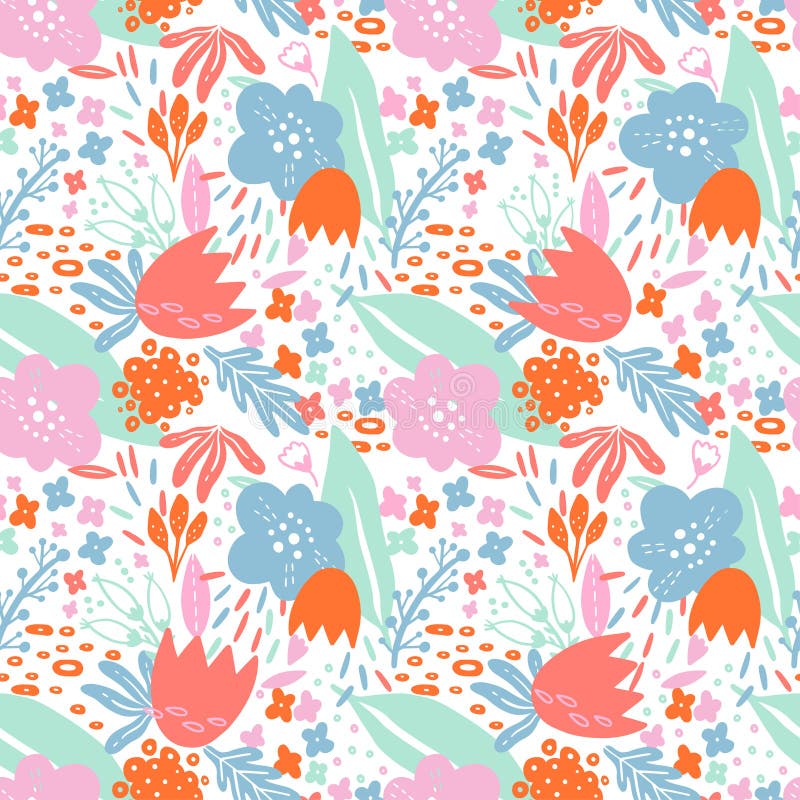 Pattern Seamless Vector Flower Plant. Abstract Plain Natural Botany ...