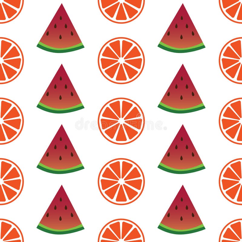 Seamless Pattern with Orange and Watermelon Slices. Vector Illustration ...