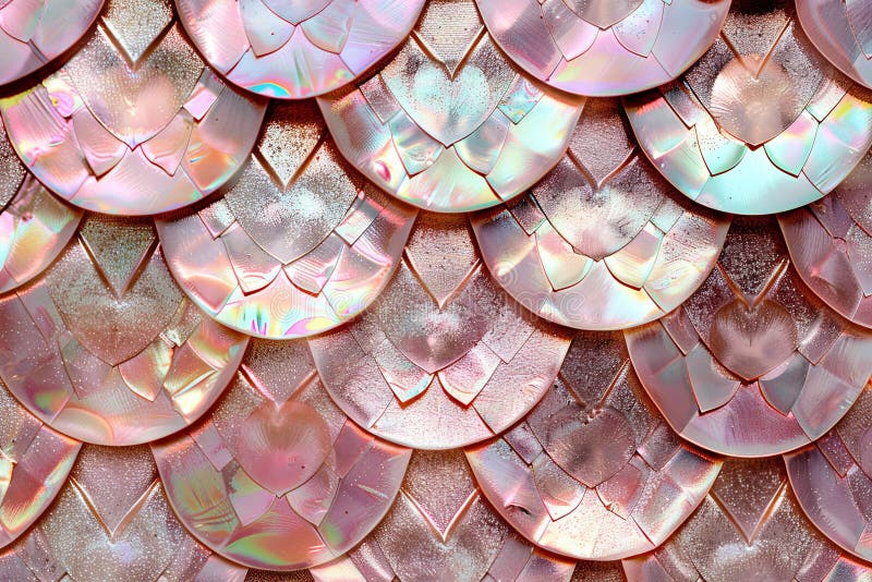 A Pattern of Sequins in Rose Gold and Iridescent Colors, Arranged To ...