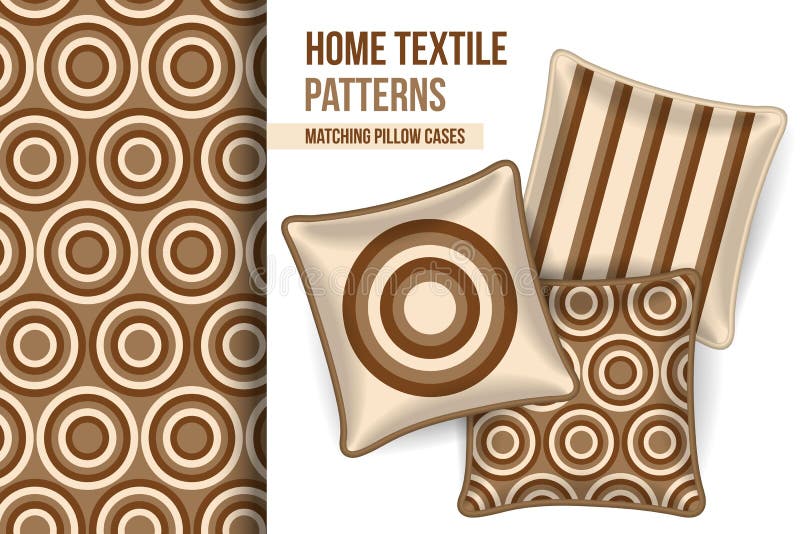 Pattern and Three Cushion Throw Pillows, Home Textile Design Stock ...