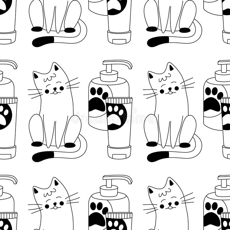 Pattern with a Set of Shampoos for Animals, Cats, Dogs Stock Vector ...