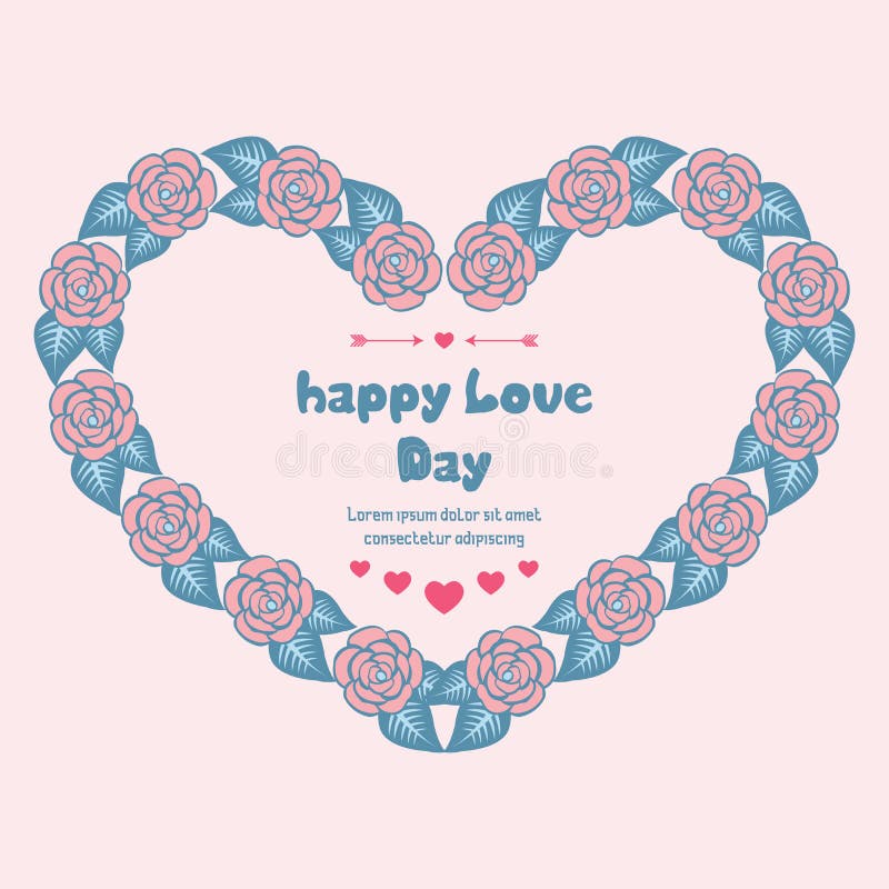 Pattern Shape of Leaf and Rose Flower Frame, for Happy Love Day ...