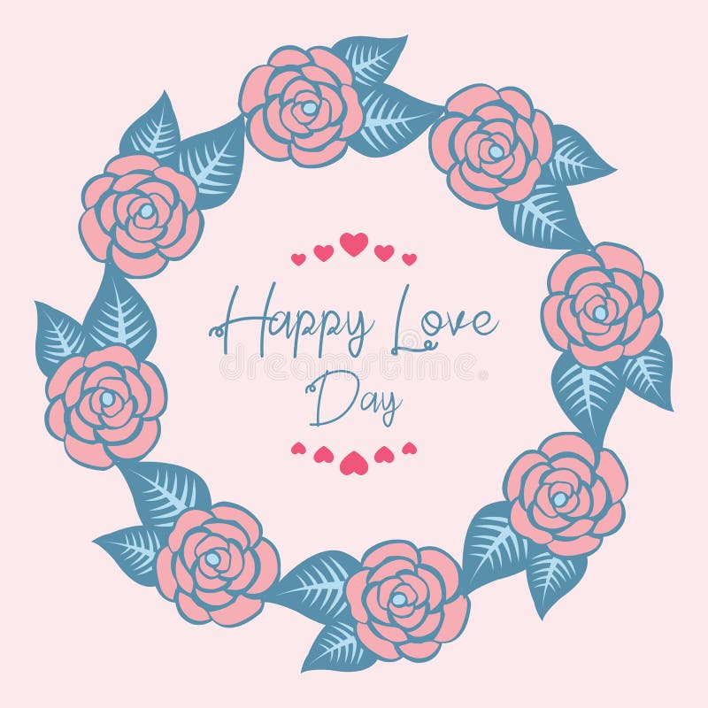 Pattern Shape of Leaf and Rose Flower Frame, for Happy Love Day ...