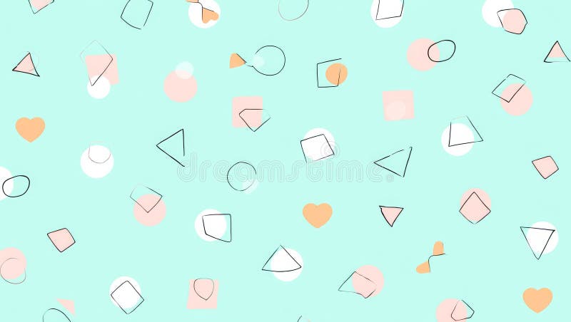 Pattern of Shapes and Circles on a Green Background Stock Image - Image ...