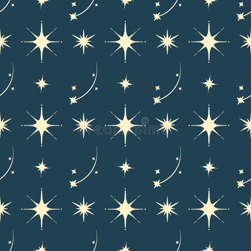 Pattern of Shiny Sparkle Light Yellow Stars on Dark Background ...