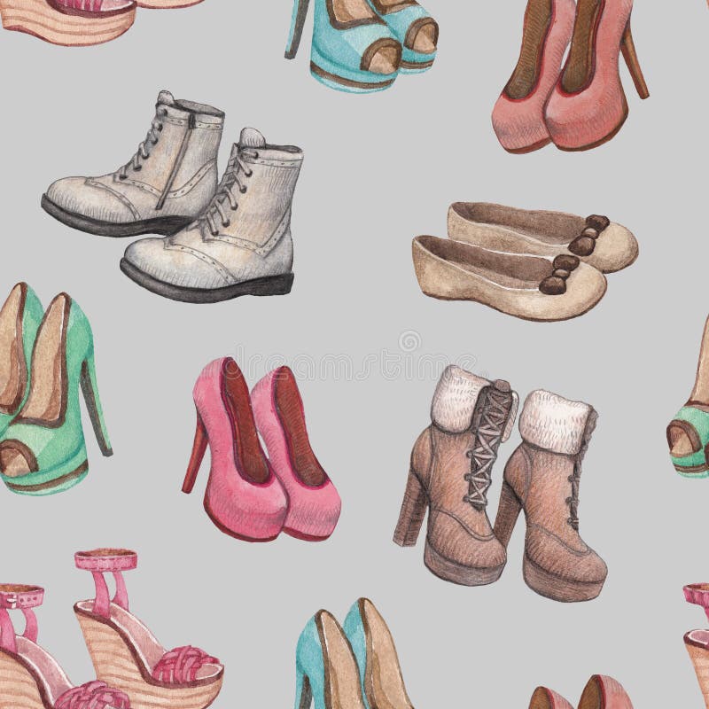 Watercolor Shoes Illustration Stock Illustration - Illustration of ...