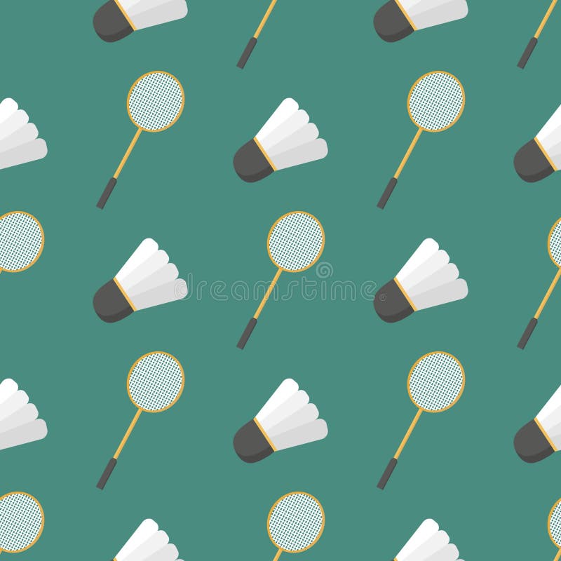 A Pattern of a Shuttlecock and a Badminton Racket on a Green Background ...