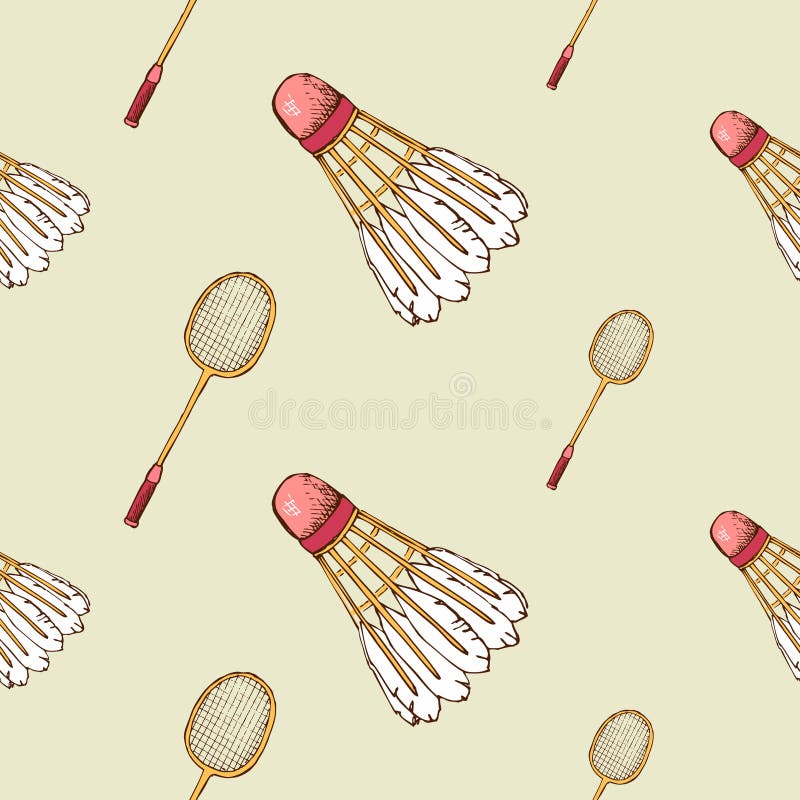 Pattern with Shuttlecock and Badminton Racket Stock Vector ...