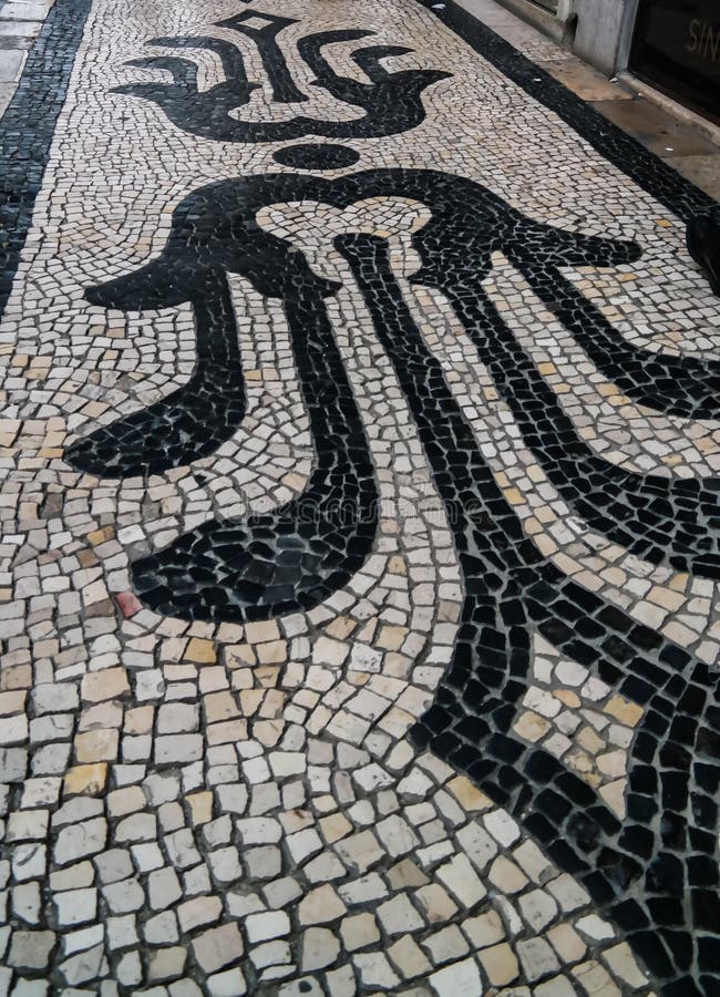 Pattern at Sidewalk on the Streets of Lisbon in Portugal Stock Image ...