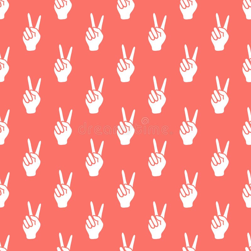 Pattern with Sign of Victory. Gesture of the Hand Stock Vector ...