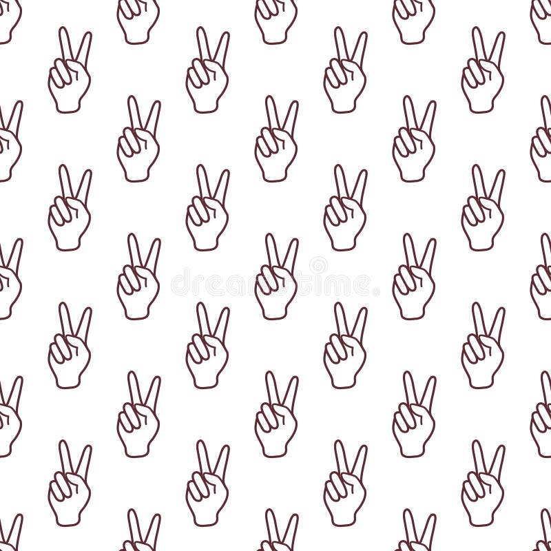 Pattern with Sign of Victory. Gesture of the Hand Stock Vector ...