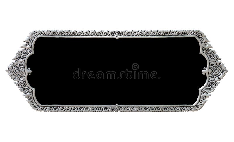 Pattern of Silver Metal Plate with Flower Carved Label Frame Isolated ...