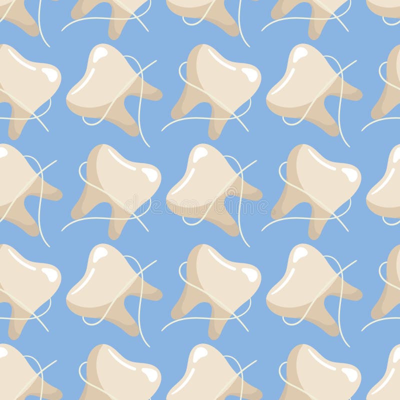 A Pattern of Simple Clean Teeth with Dental Floss. Dental Treatment ...