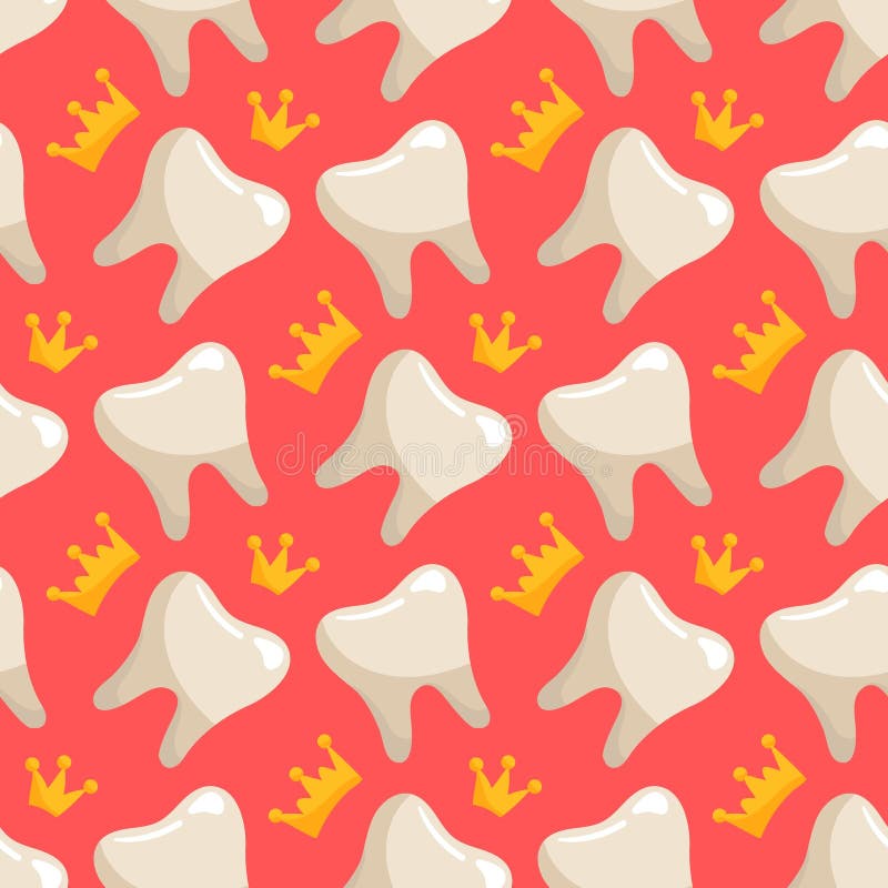 A Pattern of Simple Teeth with a Crown. Dentistry. the Theme is Teeth ...