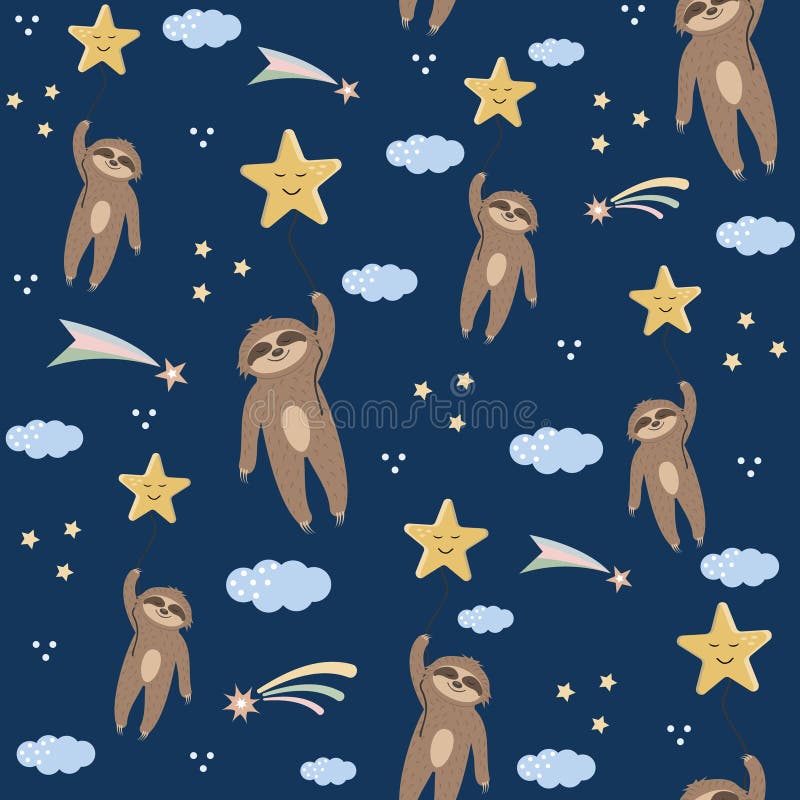 Pattern Sloths in the Sky Flying on a Sleeping Star, Children S ...