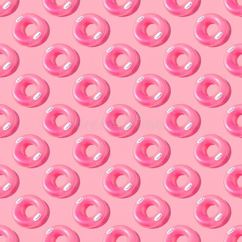 Pattern of Bright Pink Inflatable Rubber Circles on a Pale Pink ...