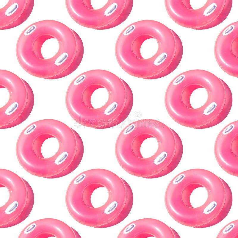 Pattern of Bright Pink Inflatable Rubber Circles on a White Background ...