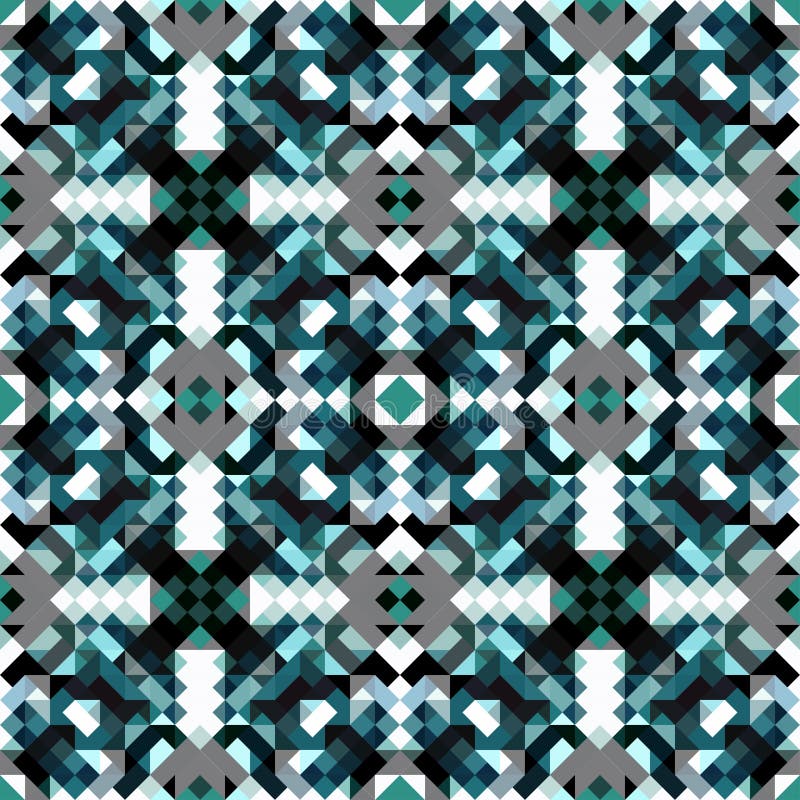 Pattern of Small Pixels Blue Geometric Seamless Pattern Stock Vector ...