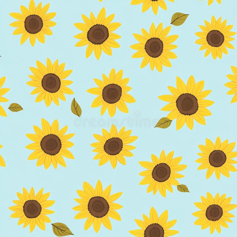 A Pattern of Small Sunflowers in Flat Design Style with Bright Yellow ...