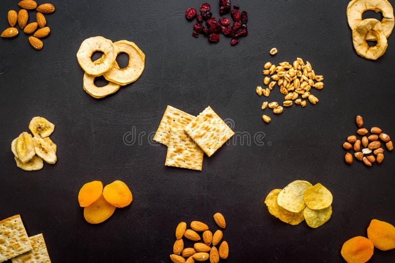 Pattern of Snacks Mix Top View - Nuts and Dried Fruits Stock Photo ...
