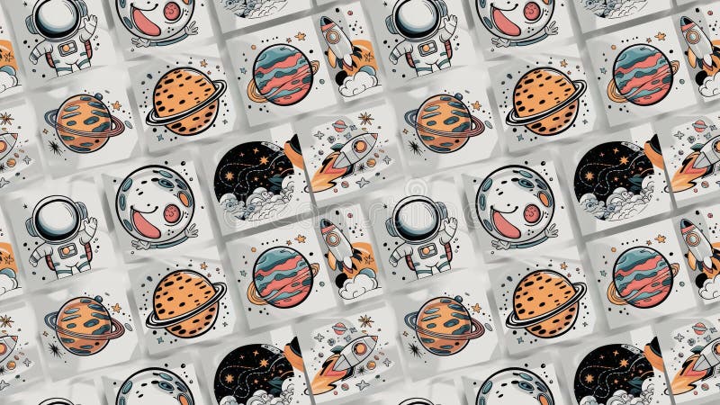 A Pattern with a Space Theme on it is Shown, AI Stock Photo - Image of ...