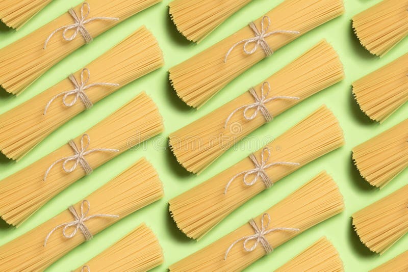 Pattern with Spaghetti on a Green Paper Background Stock Image - Image ...