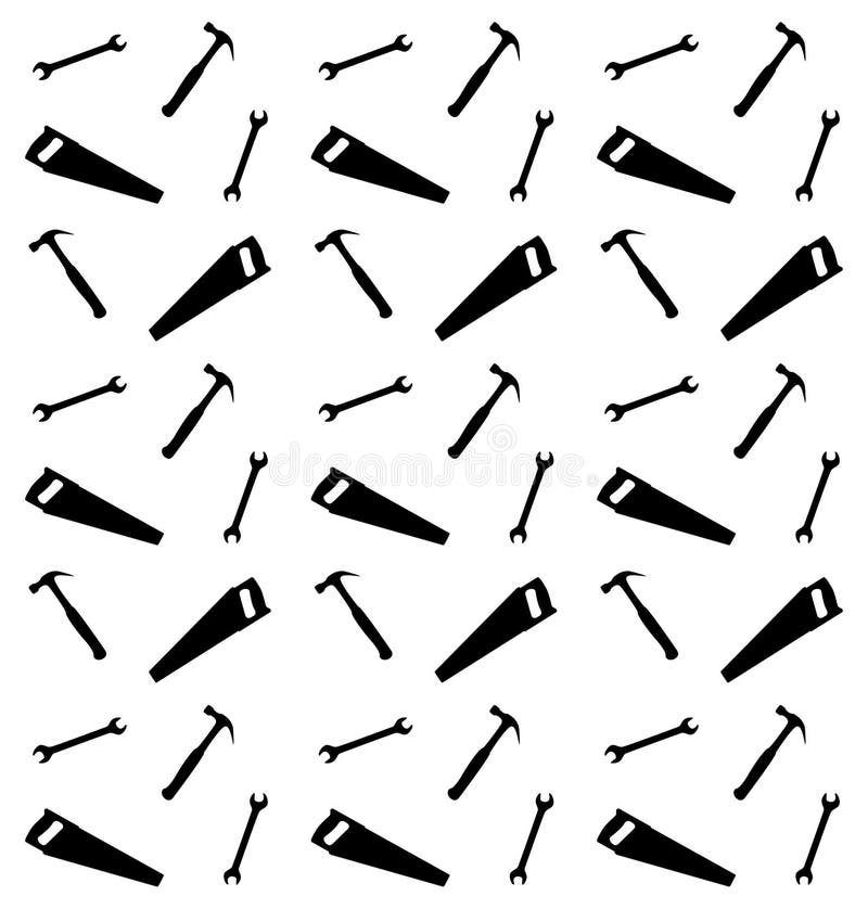 Pattern of Spanner, Saw and Hummer Stock Vector - Illustration of metal ...
