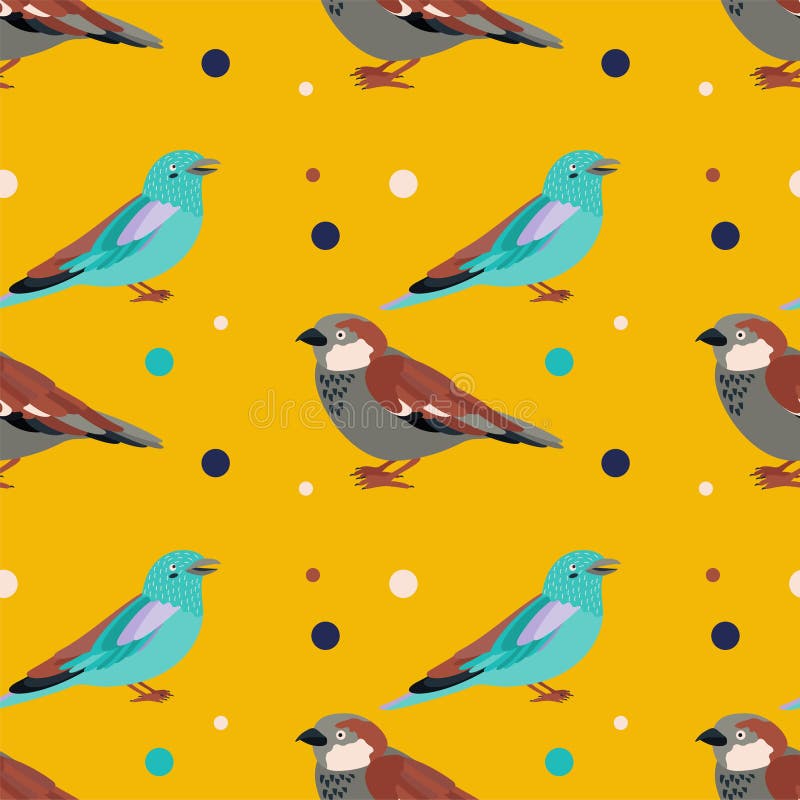 Pattern with Sparrow, Loon Bird Stock Vector - Illustration of graphic ...