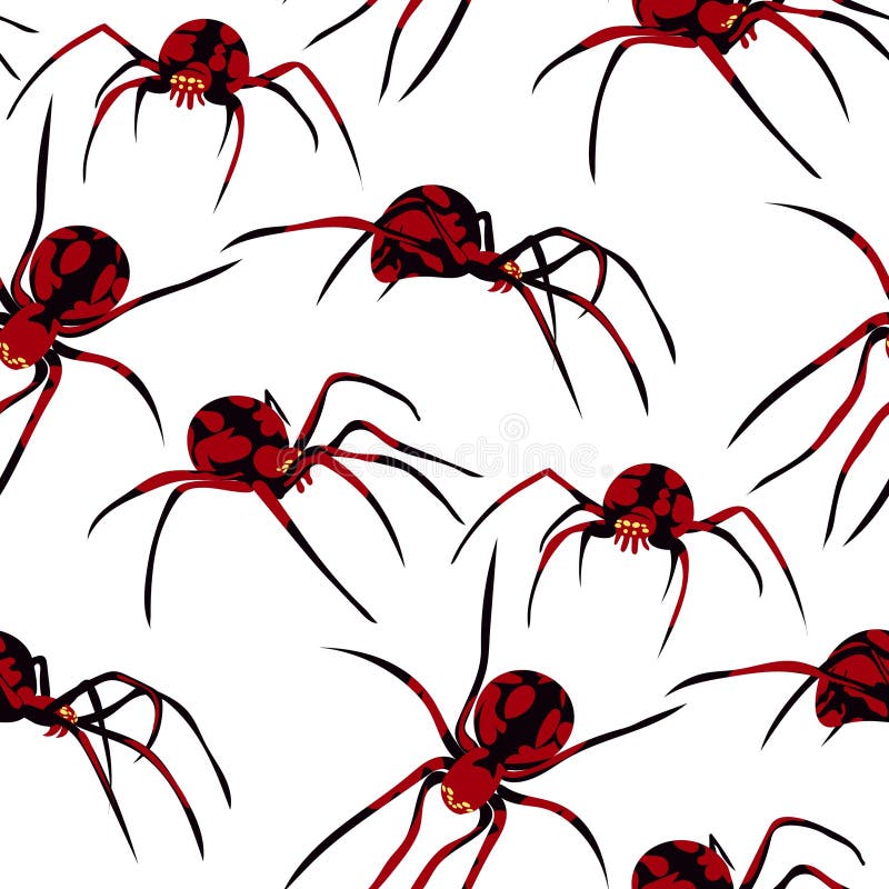 Pattern with Spiders on a White Background. Vector Illustration of a ...