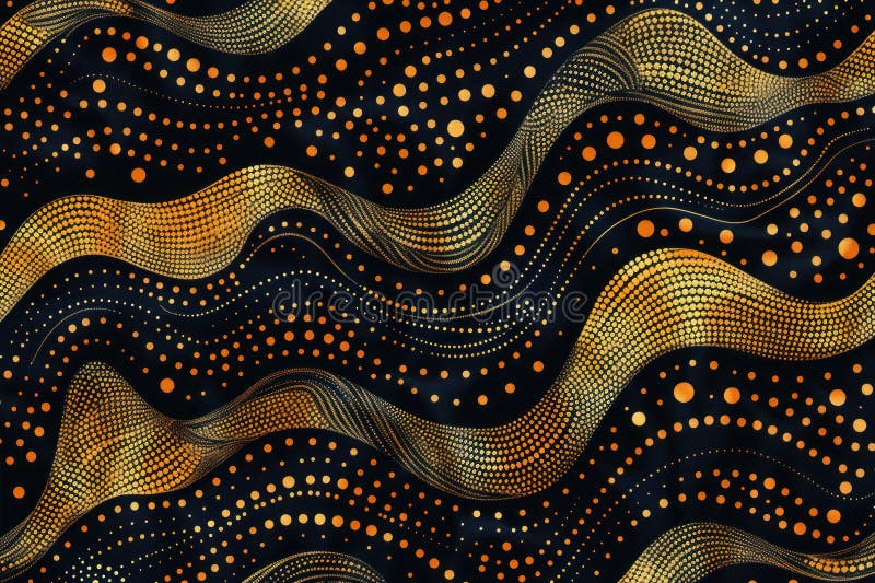 Pattern of Spots and Dots and Wavy Lines. Abstract Smooth Drawing, Dark ...