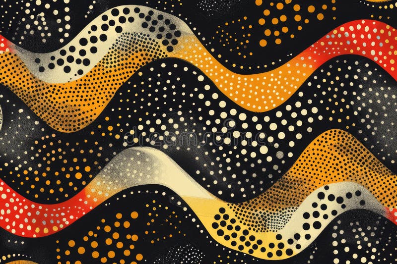 Pattern of Spots and Dots and Wavy Lines. Abstract Smooth Drawing ...