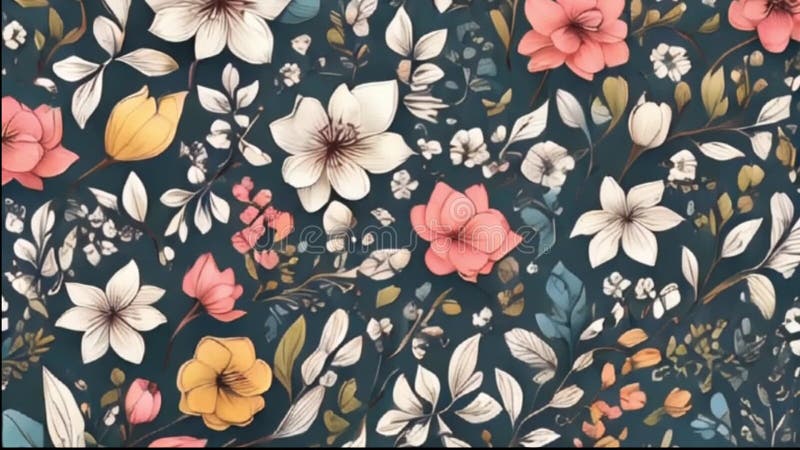 Pattern with Spring Flowers and Leaves, Motion Stock Video - Video of ...