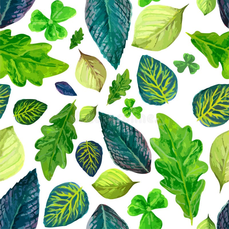 Pattern of Spring Summer Leaves Stock Illustration - Illustration of ...