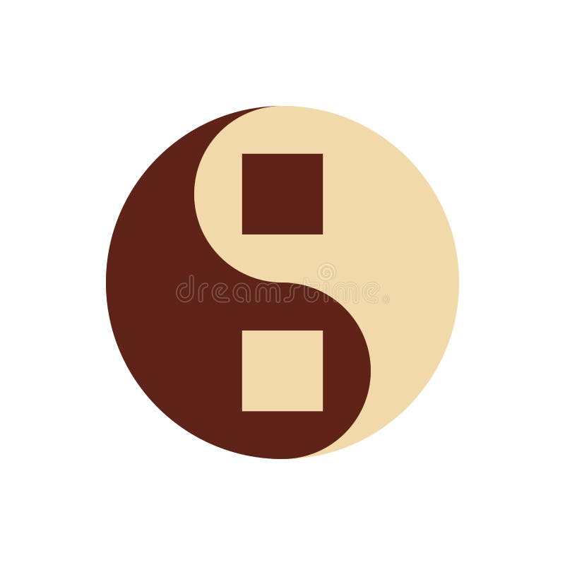 Pattern with Square Pieces of Chocolate and Round Yin Yang Symbol. Dark ...