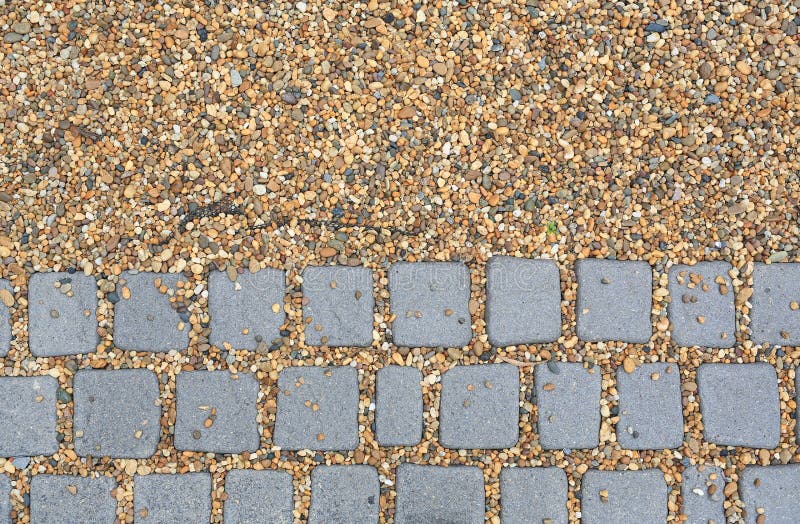 Pattern Square Stone Pavement with Gravel Background. Walking Path ...