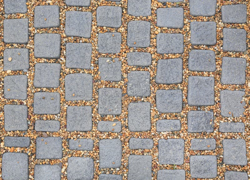 Pattern Square Stone Pavement with Gravel Background. Walking Path ...