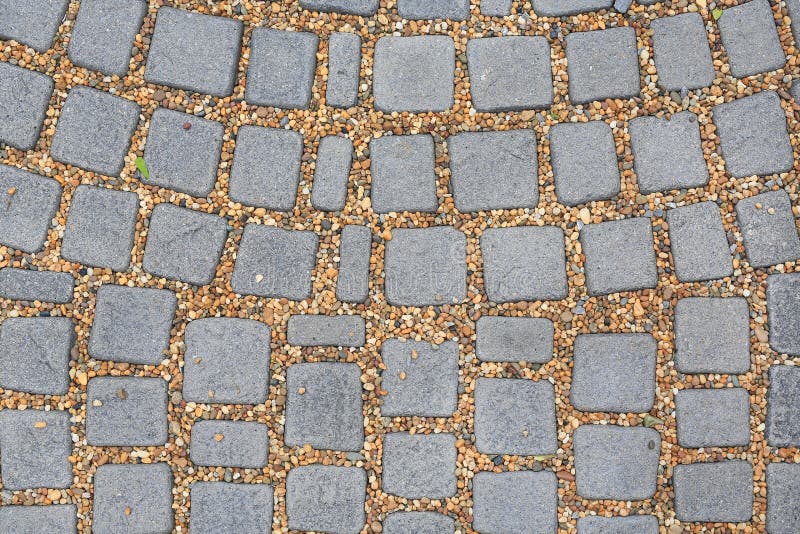 Pattern Square Stone Pavement with Gravel Background. Walking Path ...