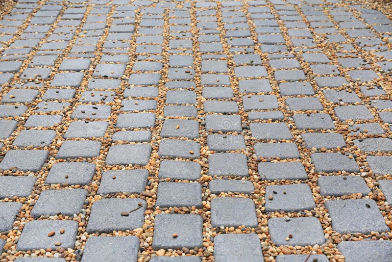 Pattern Square Stone Pavement with Gravel Background. Walking Path ...