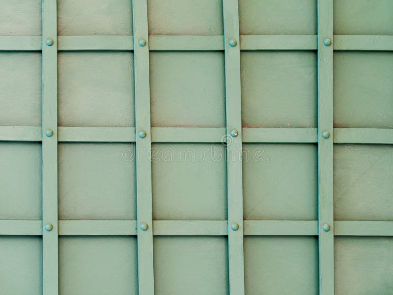 Pattern of Squares Grid on a Green Iron Gate Stock Photo - Image of ...