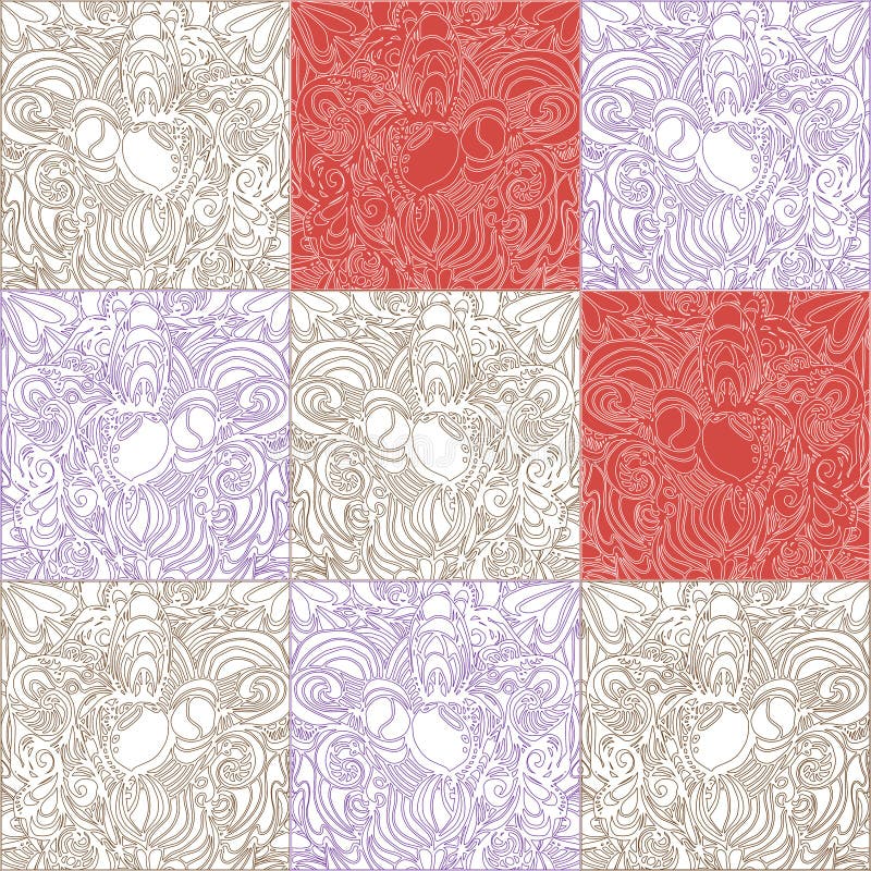 Pattern of Squares with White and Red Fill and Contours Stock ...