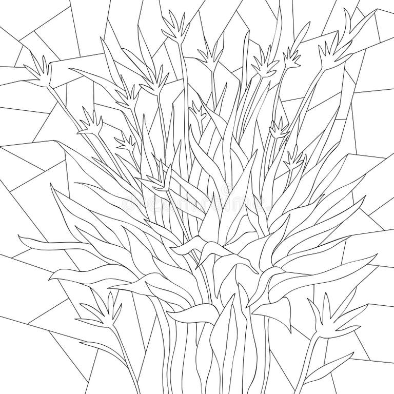 Pattern stained glass line stock illustration. Illustration of flat ...