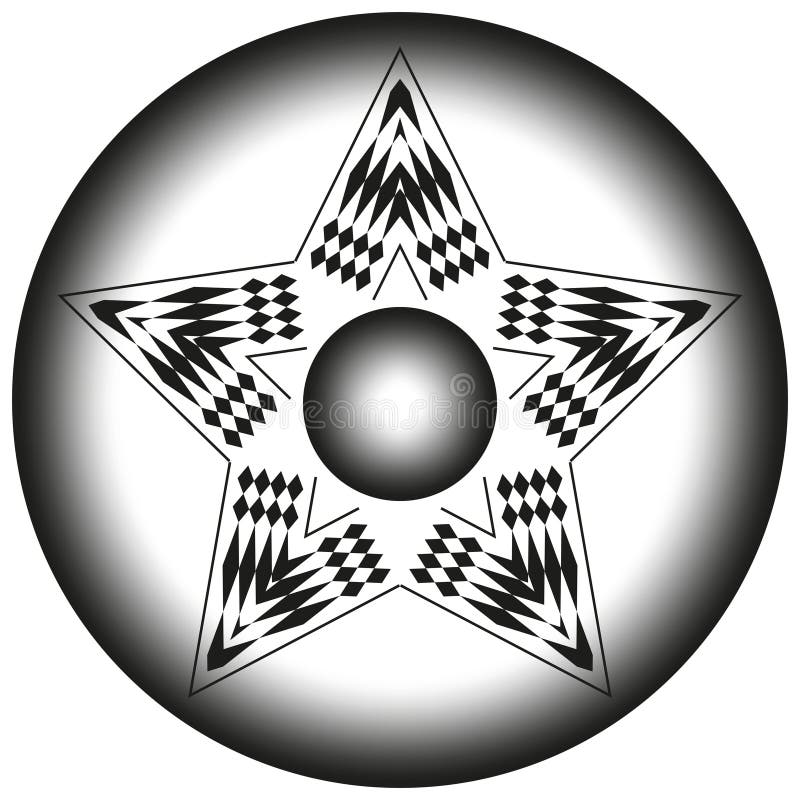 Pattern Star Icon. Optical Swirl Shape. Black White Sphere. Vector ...