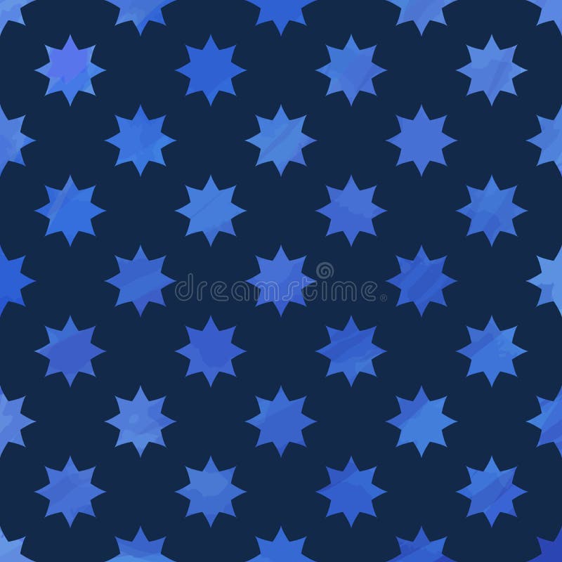 A Pattern with Stars with a Blue Watercolor Texture. Vector ...